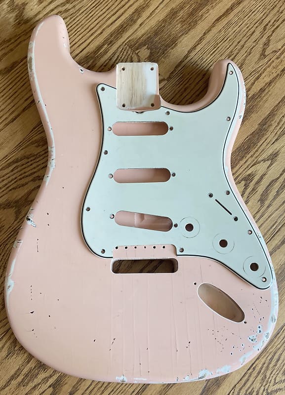 MJT VTS Stratocaster Body - NITRO Faded Shell Pink Strat | Reverb