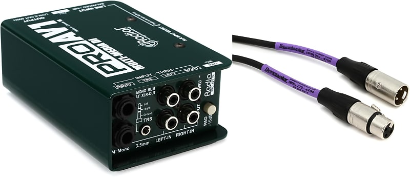 Radial ProAV1 1-channel Passive A/V Direct Box Bundle with | Reverb