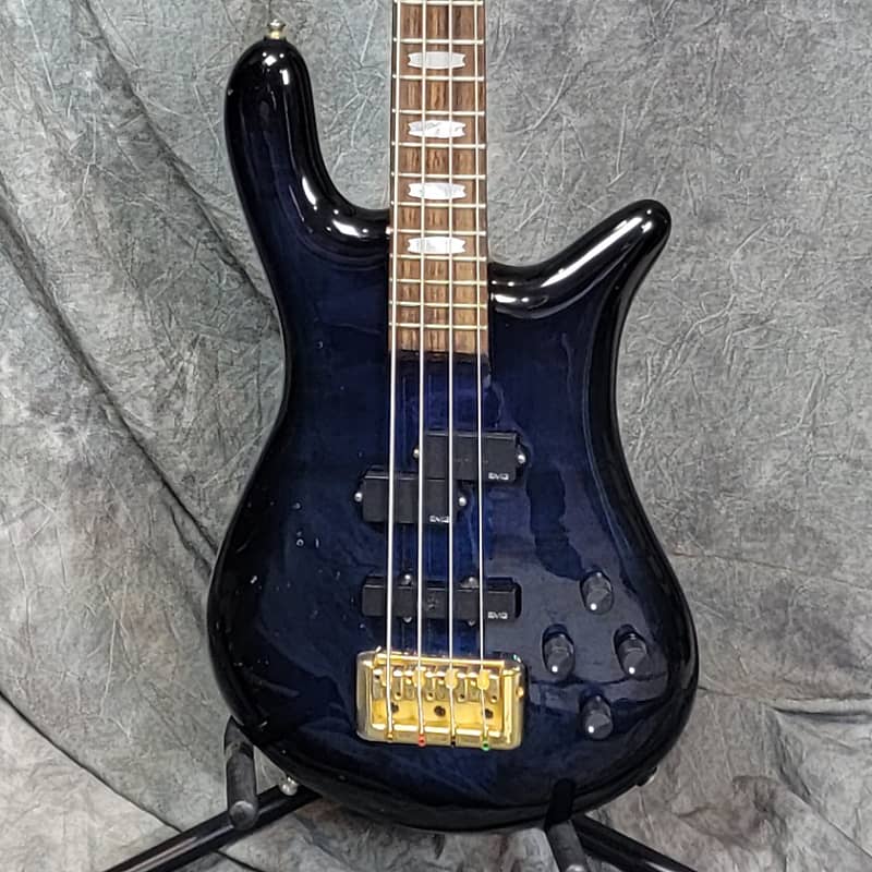 VINTAGE 1990's Spector Euro 4LX Bass Flame Maple Blue, | Reverb