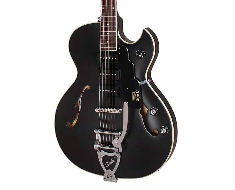 Guild Starfire I Jet 90 Semi-Hollow Guitar w/GVT - Black | Reverb