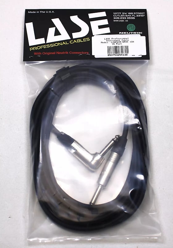 LASE 15 Ft Instrument Cable w/NEUTRIK NP2X & NP2RX 1/4" Right | Reverb