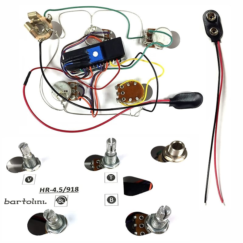 BARTOLINI HR4.5/918 Pre-wired Active Bass Preamp Harness | Reverb