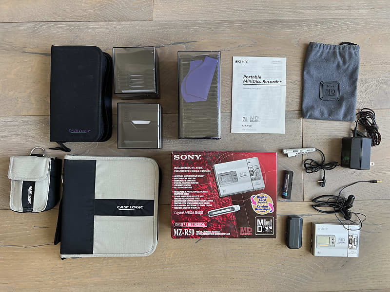 Sony MZ-R50 Portable Mini Disc + 28 Mini Discs + Accessories | Reverb