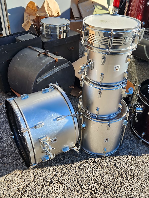 As-Is Percussion Plus Full Drum Set Silver | Reverb
