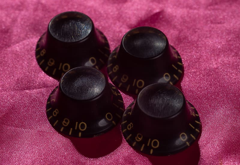 Vintage Spec Aged Black Ambered Top Hat Knobs (4x) | Reverb