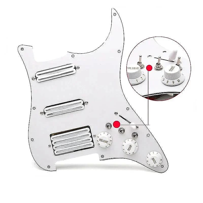White HSS Guitar Loaded Prewired Strat Style Pickguard, Multi | Reverb