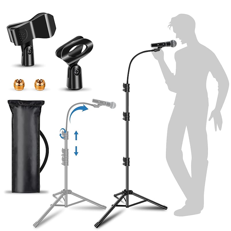 Mic Stand Detachable Gooseneck Microphone Stand Floor Height | Reverb