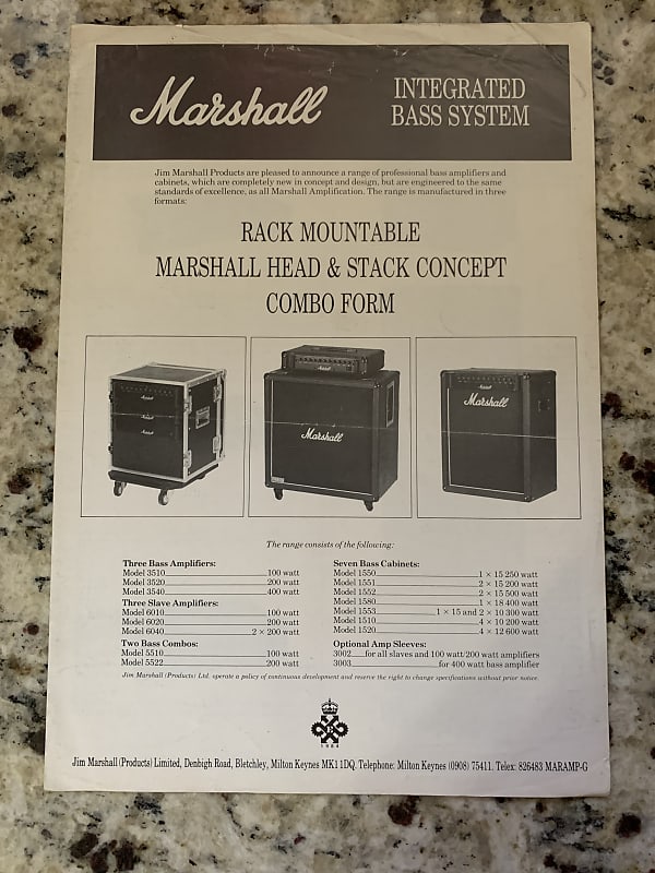 Marshall Bass Amp Brochure 80’s 3510 3520 3540 5510 | Reverb