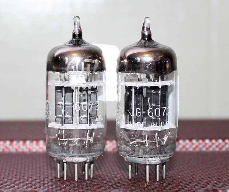 GE JG (JAN) 6072 12AY7 PERFECT MATCH PAIR BLACK PLATE PLATE | Reverb