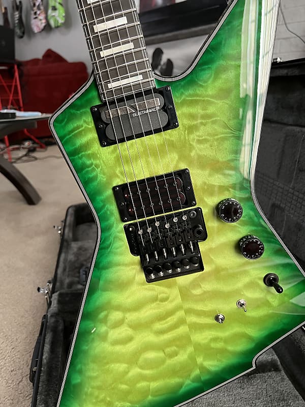 Schecter E1 FR S SPECIAL EDITION BURST Green burst quilted | Reverb