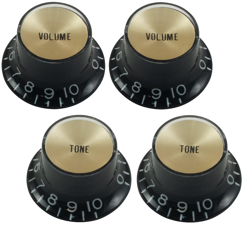 Gibson Style Top Hat Knob Set, Push On, 2 Volume 2 Tone, | Reverb