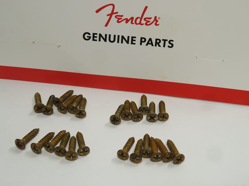 24 Fender AGED pickguard mounting SCREWS fit Stratocaster | Reverb