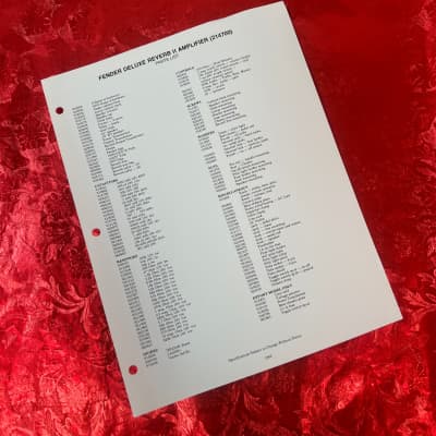 Fender Deluxe Reverb II Amplifier 1982 Parts List + Schematic | Reverb