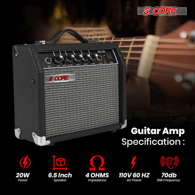 5 Core Guitar Amp 20W Electric Bass Acoustic Portable | Reverb