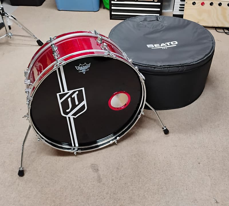 Custom 22"x 8.5" Pancake Bass Drum with Gig Bag- Red Sparkle | Reverb