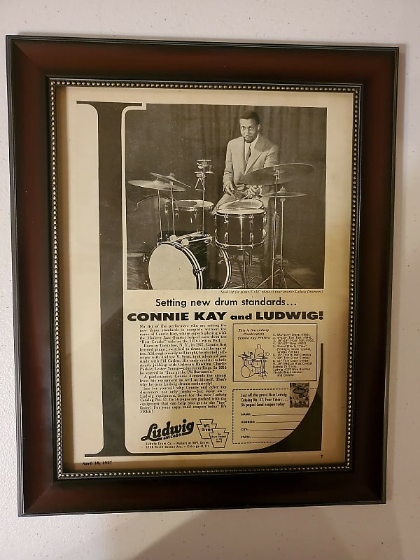 1957 Ludwig Drums Promotional Ad Framed Connie Kay Original | Reverb
