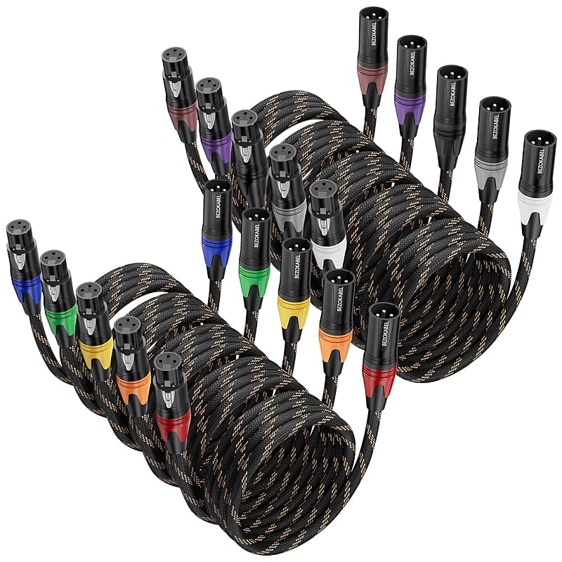 Xlr Cable, Microphone Cables 25Ft 10 Pack, Bezokable Braided | Reverb