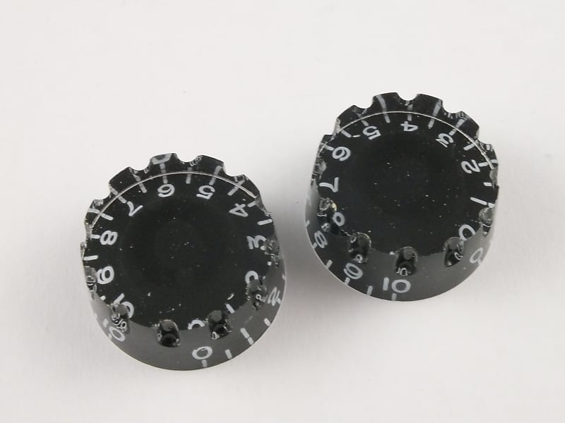 2 Black Knurled Speed Dial Knobs for USA Gibson Les Paul, SG | Reverb