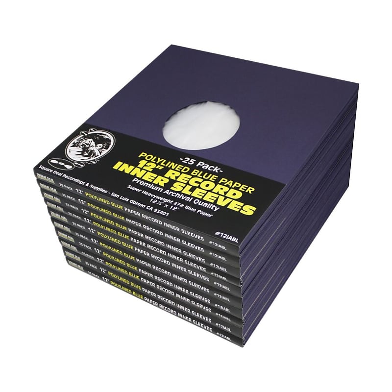 (250) 12" Blue Paper Plastic Record Heavyweight Polylined | Reverb