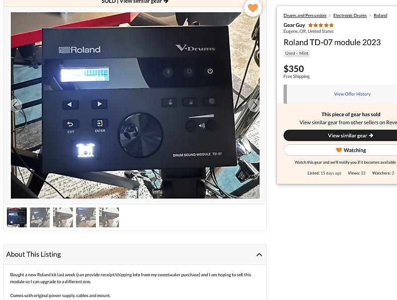 Roland TD-07 Drum Module 2023 | Reverb