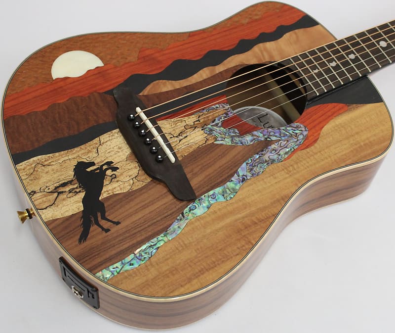 Luna Safari Vista Stallion Acoustic-Electric Travel Guitar, | Reverb
