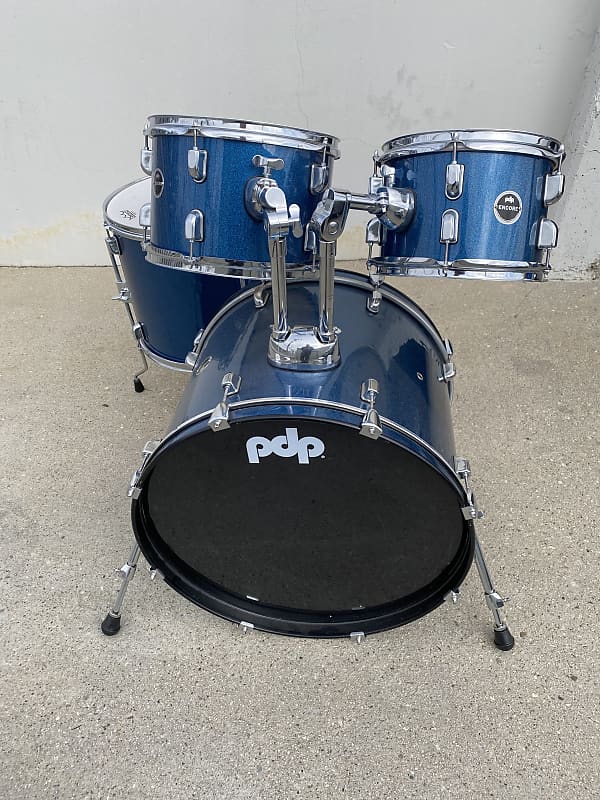 PDP by DW Encore Azure Blue Sparkle with Remo Silent Stroke | Reverb