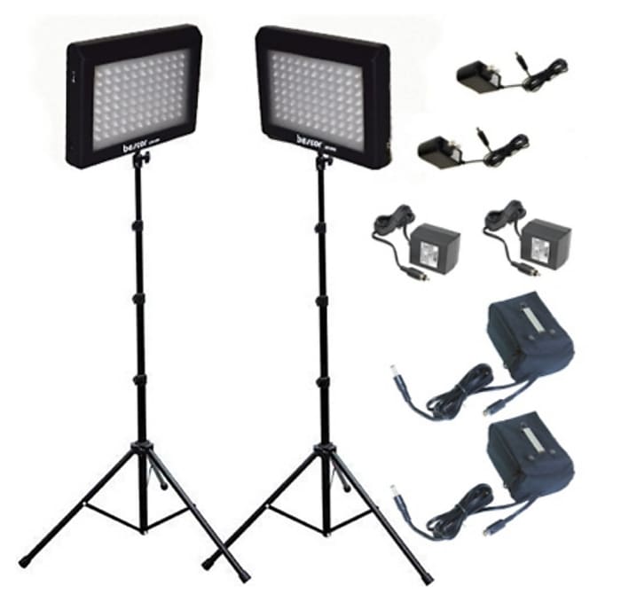 Bescor LED95DK2B LED Studio Lighting and Battery Kits with 2 | Reverb