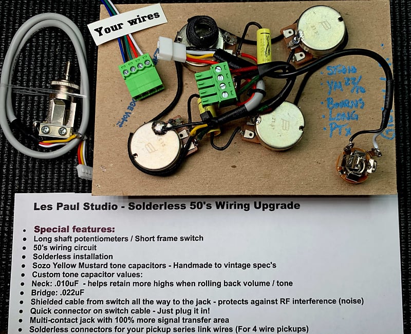 Les Paul Studio- Solderless 50's Wiring Upgrade - Long Shaft | Reverb
