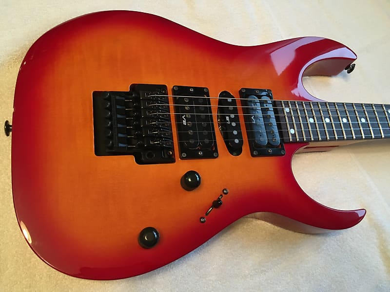 Vintage RARE 1991 Ibanez RG570 Cherry Orange Burst Lo-Pro | Reverb
