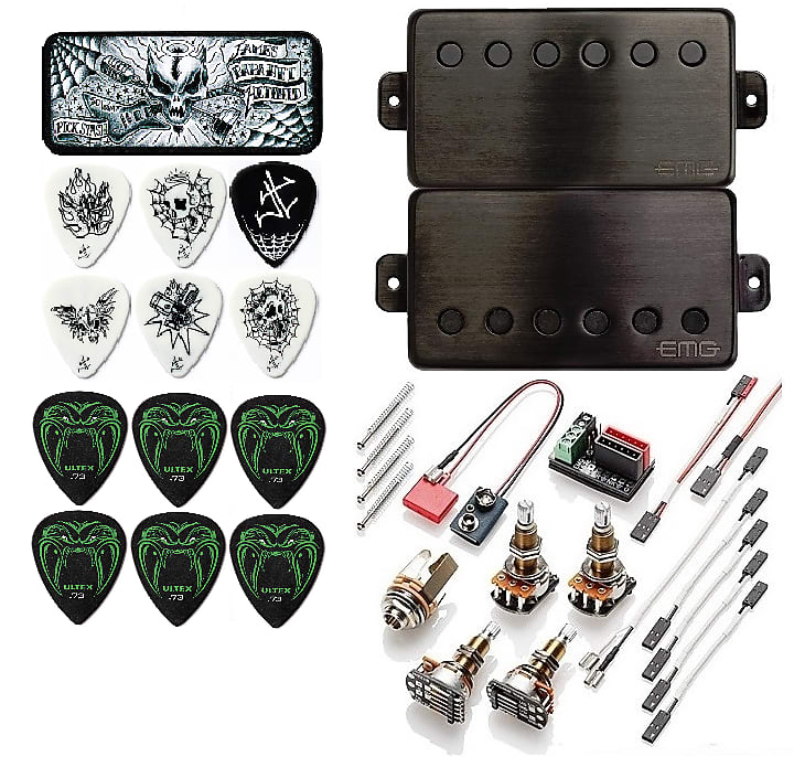EMG JH SET JAMES HETFIELD BRUSHED BLACK CHROME STANDARD | Reverb