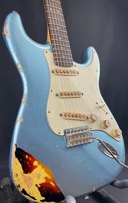 Custom/Hybrid Stratocaster, Relic, Blue Ice Metallic over | Reverb