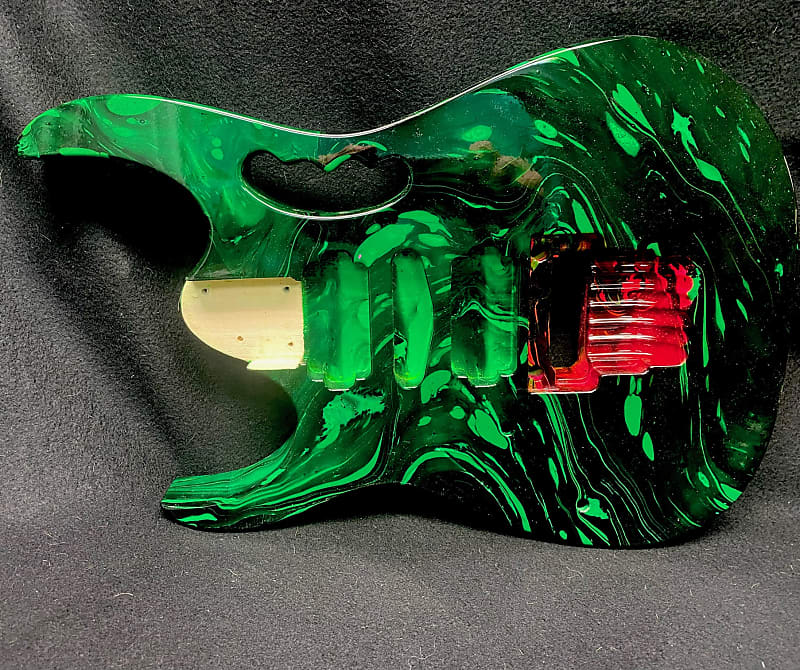 Finished Green & Black Swirled basswood LEFTY 6 string Jem | Reverb