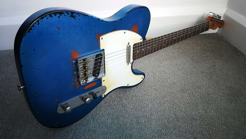 Vtt Relics Telecaster 50's Lake Placid Blue Over Tobacco | Reverb UK
