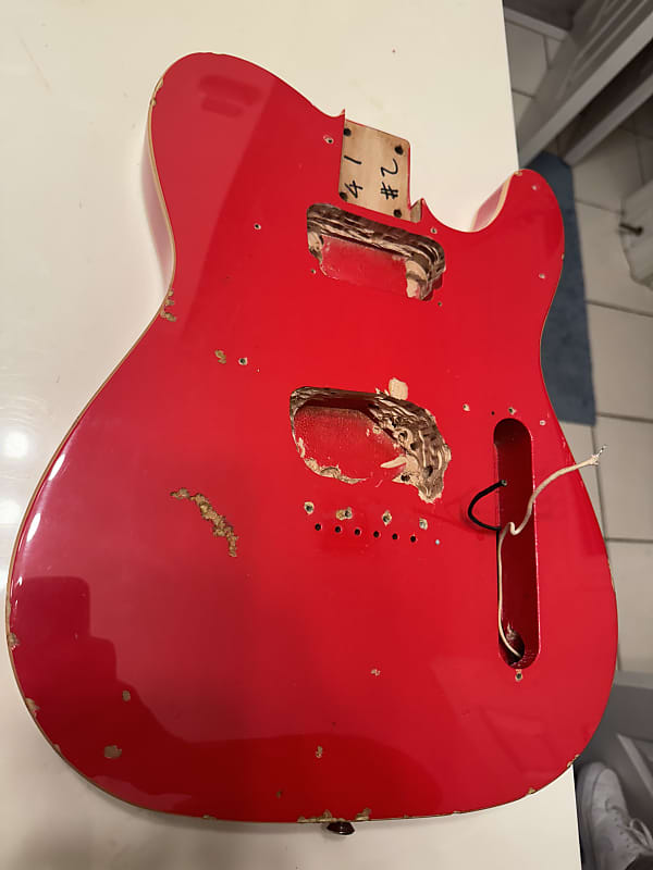 Double Bound Red Relic Telecaster body humbucker routes Alder | Reverb