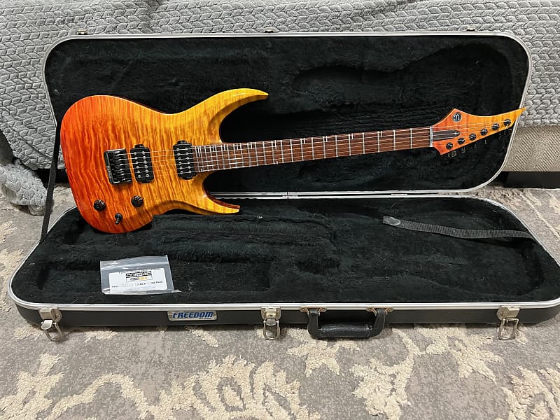 Nicolas Guitars Super Strat Yellow-Red fade carved flame top, | Reverb