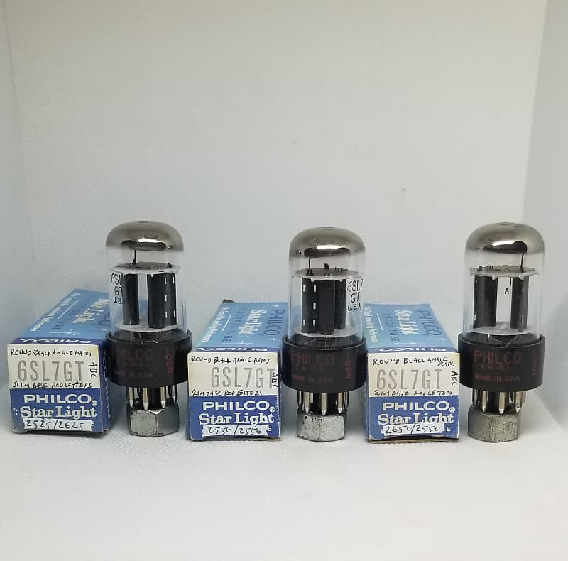 Philco Made By Sylvania 6SL7GT Black Plates Well Matched | Reverb