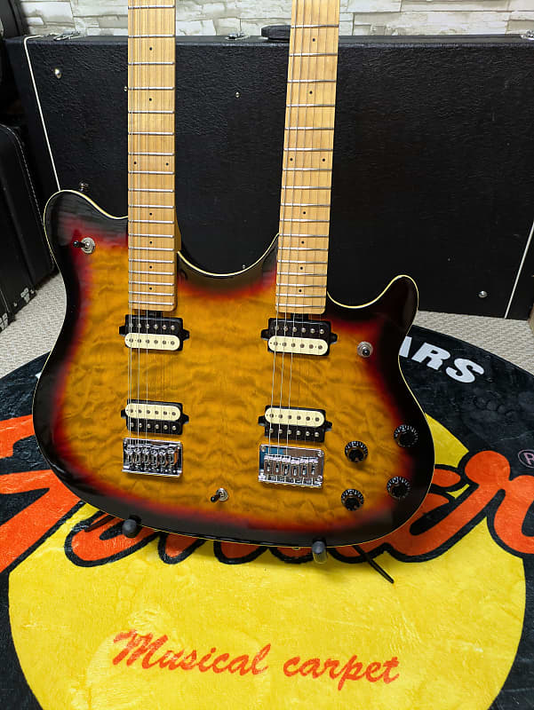 OLP MM1 612 Double Neck Electric Guitar - Tobacco Sunburt - | Reverb