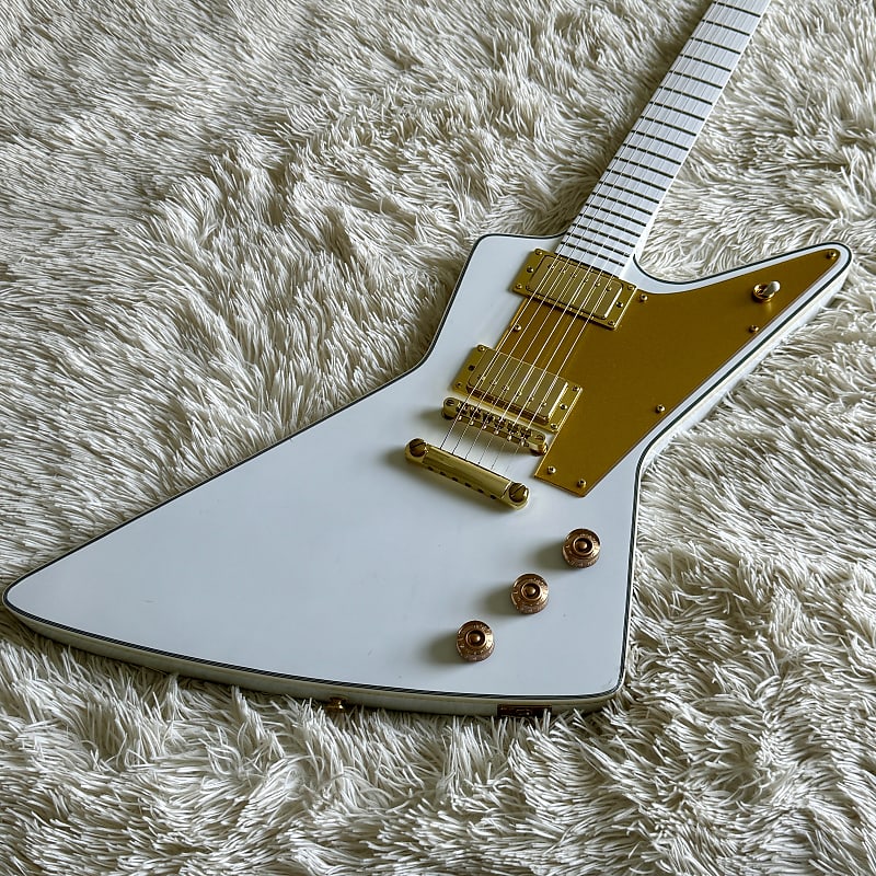 Custom Made White Explorer Style Electric Guitar | Reverb