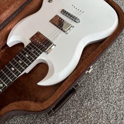 Lawsuit SG Warmoth Diamondback - Pearl white ultra rare open | Reverb