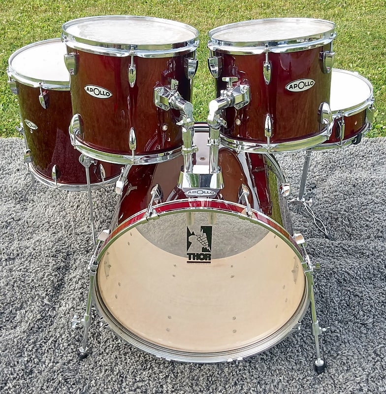 90's-00's Apollo 5 PC Red Sparkle Drum Set | Reverb