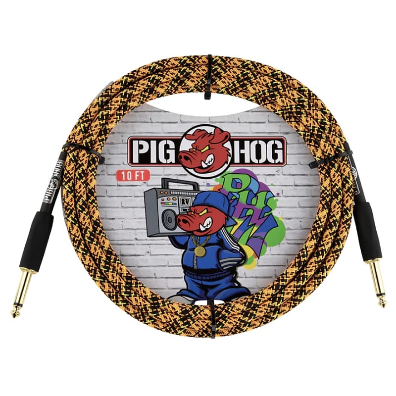 Pig Hog "Orange Graffiti" Woven Instrument Cable, 10-Foot, | Reverb