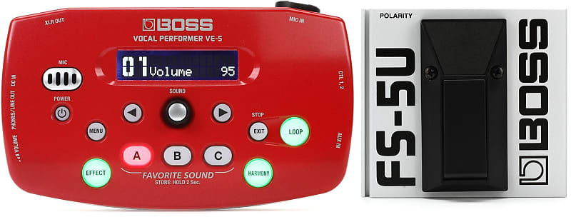 Boss FS-5U Non-latching Footswitch + Boss VE-5 Vocal | Reverb
