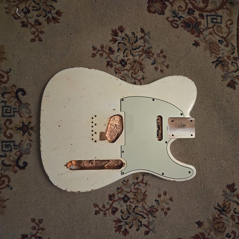 MJT Tele Body Alder Olympic White Relic with mint pickguard | Reverb