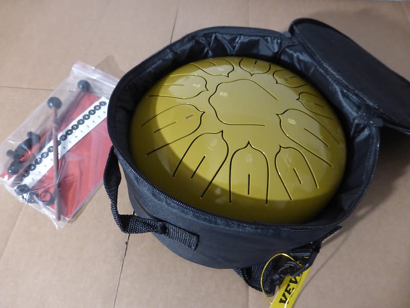 10" Steel Hand Tank Tongue Drum with bag and accessories - | Reverb