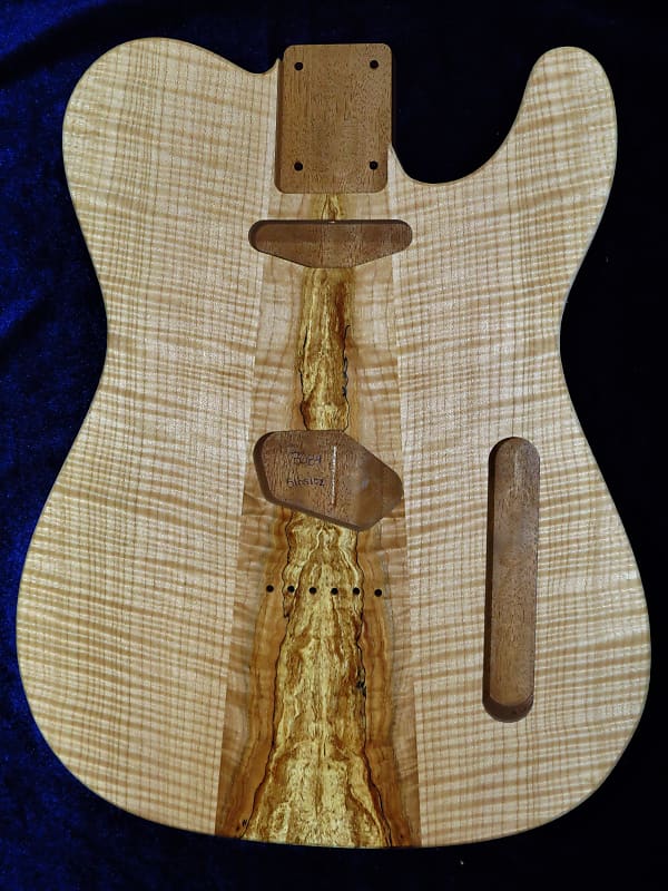 Flamed Maple w/ Spalted Maple strip-Mahogany Telecaster Tele | Reverb