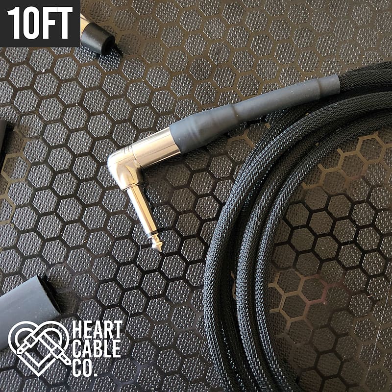 HEART CABLE CO. Obsidian 10' - TS Straight to TS Right Angle | Reverb