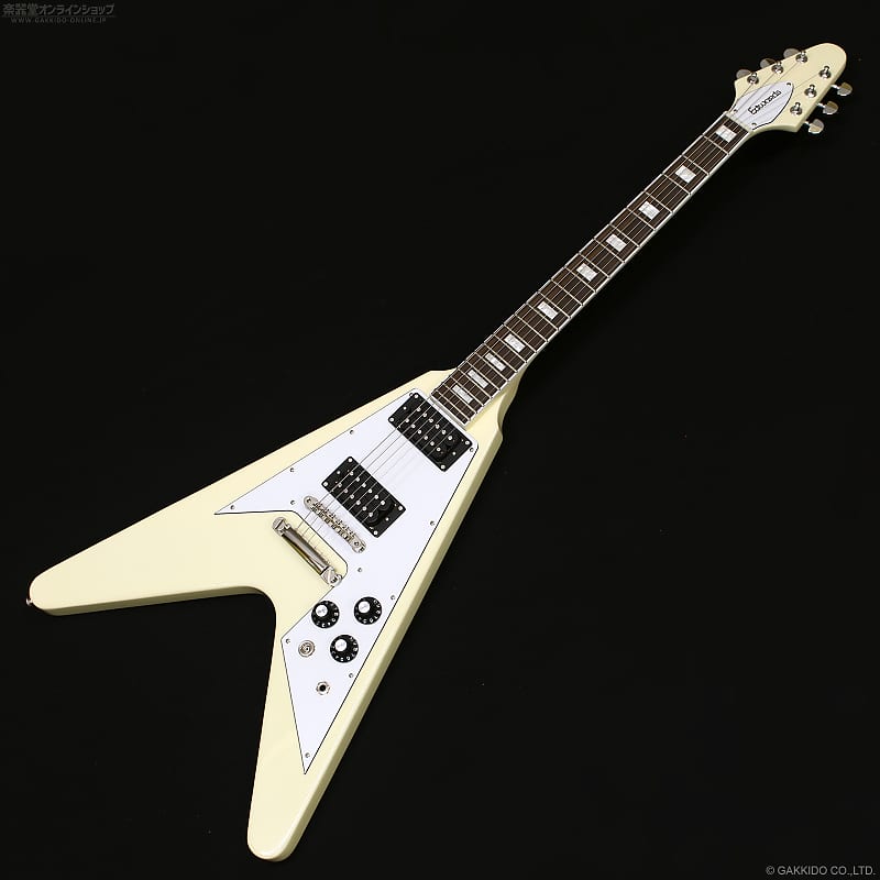 Edwards E-FV-LTD Vintage White, Flying V style, MIJ Edwards | Reverb