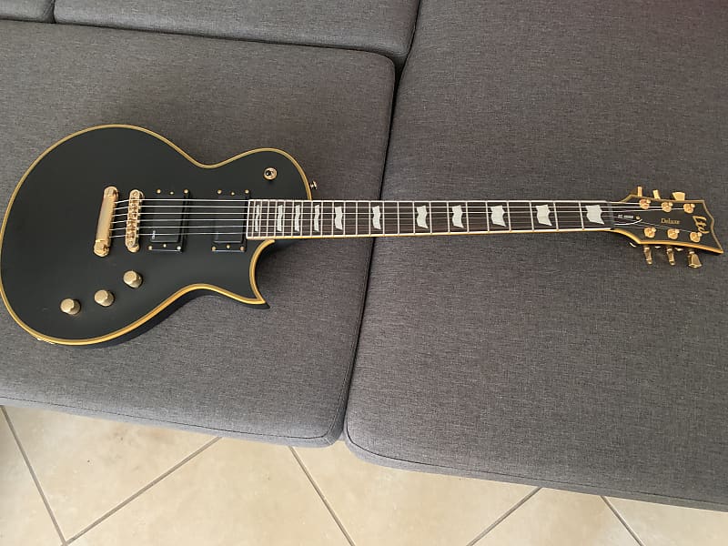 ESP LTD EC-1000 Deluxe - Matte Black Gold Hardware | Reverb