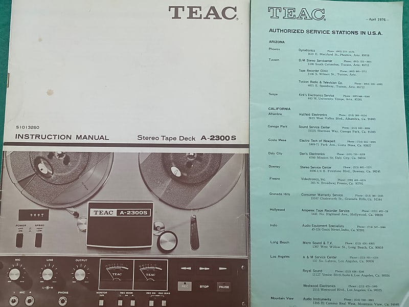 TEAC 2300S Owner's Manual User Guide | Reverb