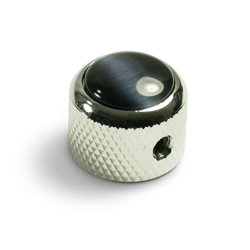 Q-Parts Knobs With Black Cats Eye Inlay - Dome Chrome | Reverb